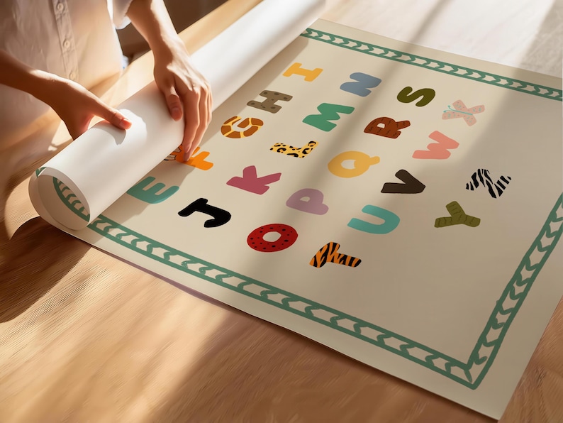 Alphabet Wall Art Printable for Kids, Montessori ABC Nursery Decor ...