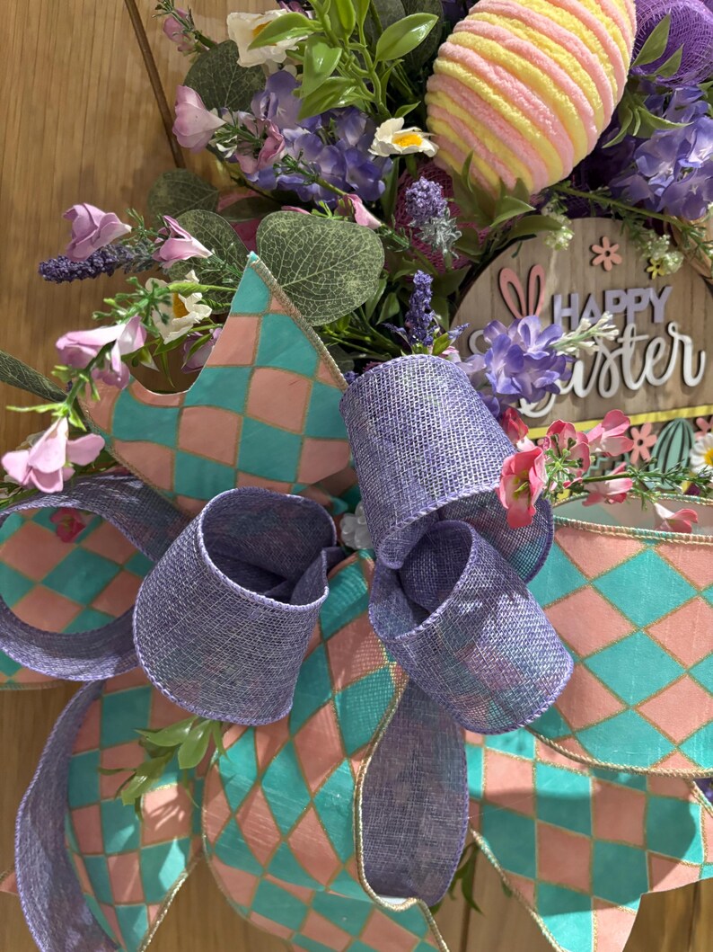Lilac & Pink Easter Wreath Artificial Front Door Decor - Etsy UK