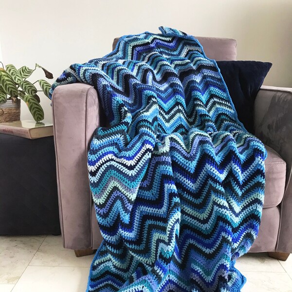 Blue Ripple Afghan - Etsy