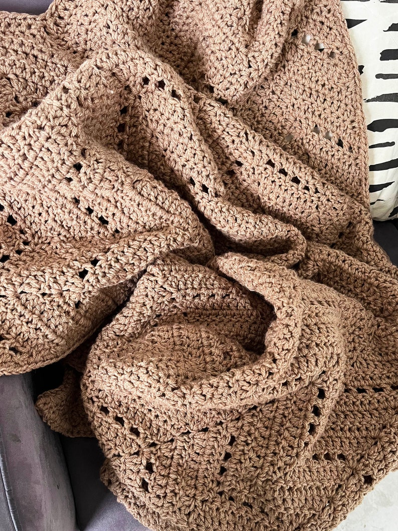 Neutral Sand Color Crochet Chevron Blanket - Natural Home Decor Throw ...