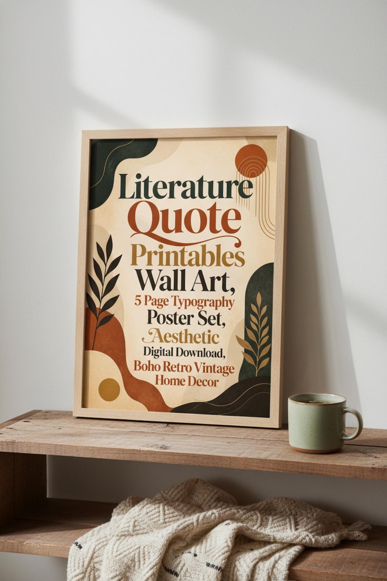 Literature Quote Printables Wall Art, 5 Page Typography Poster Set ...