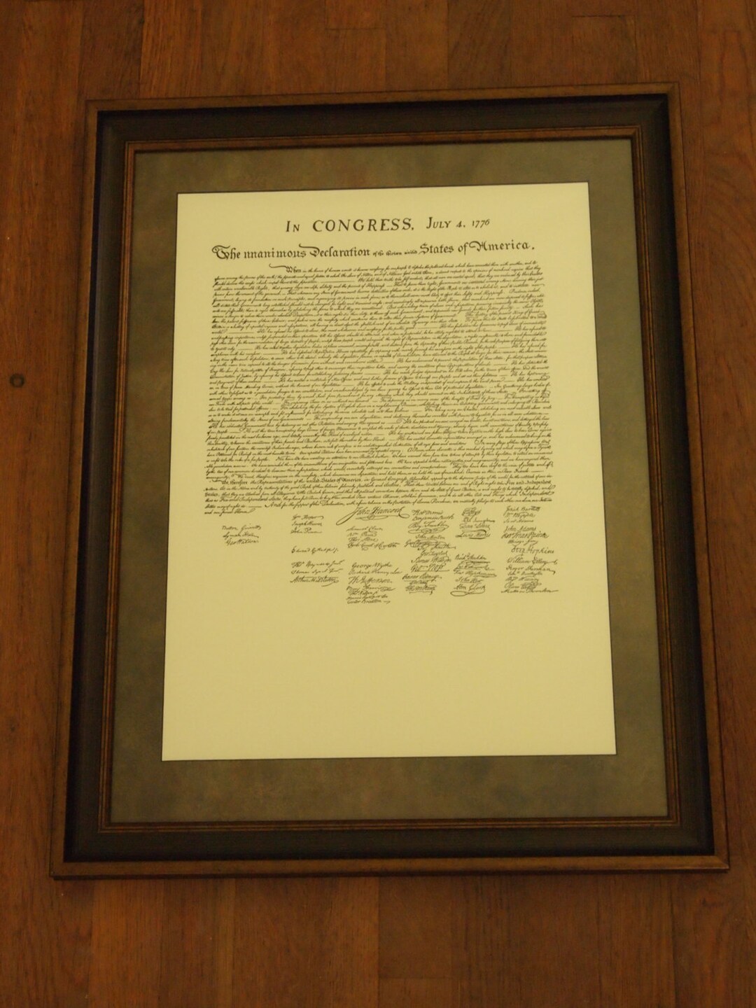 USA Declaration of Independence - Framed - Letterpress - Ready to Hang ...