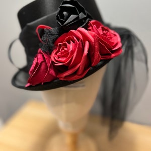 Unique Black Red Top Hat Steampunk Valentine Goth Vampire Dracula ...