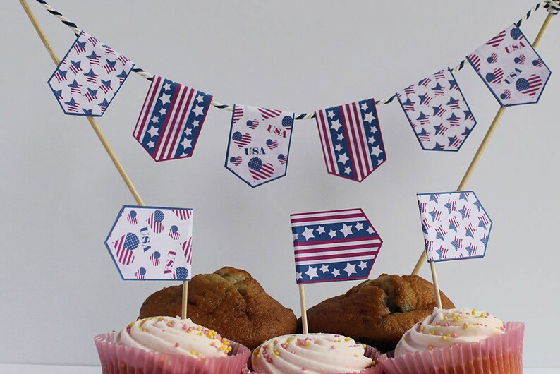 USA Cupcake Flags Cake Toppers Independence Day 4th July Cake - Etsy