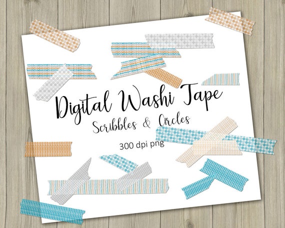 Digital Washi Tape Washi Tape Clipart Orange and Turquoise | Etsy