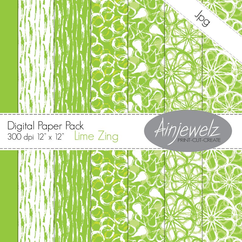 Lime Green Printable Scrapbook Paper Download Fruit Pattern | Etsy
