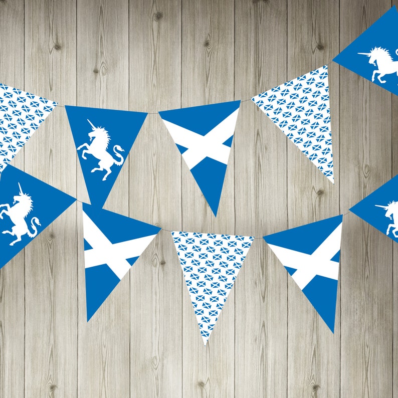 Scottish Saltire & Unicorn Bunting Printable Decoration, Scotland Euro ...