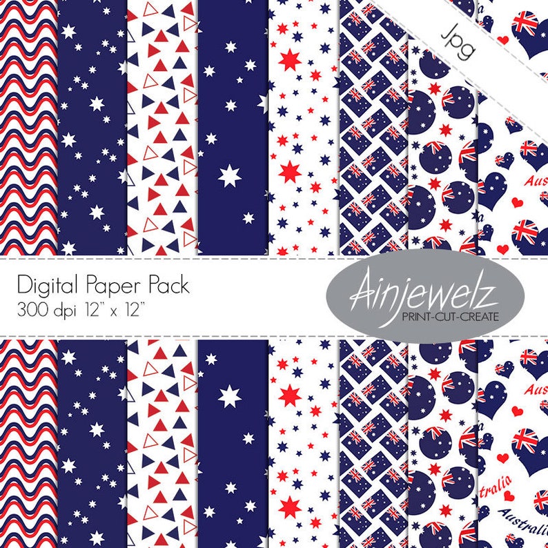 Australia Flag Digital Paper Pack: Scrapbook & Crafts (digital Download ...