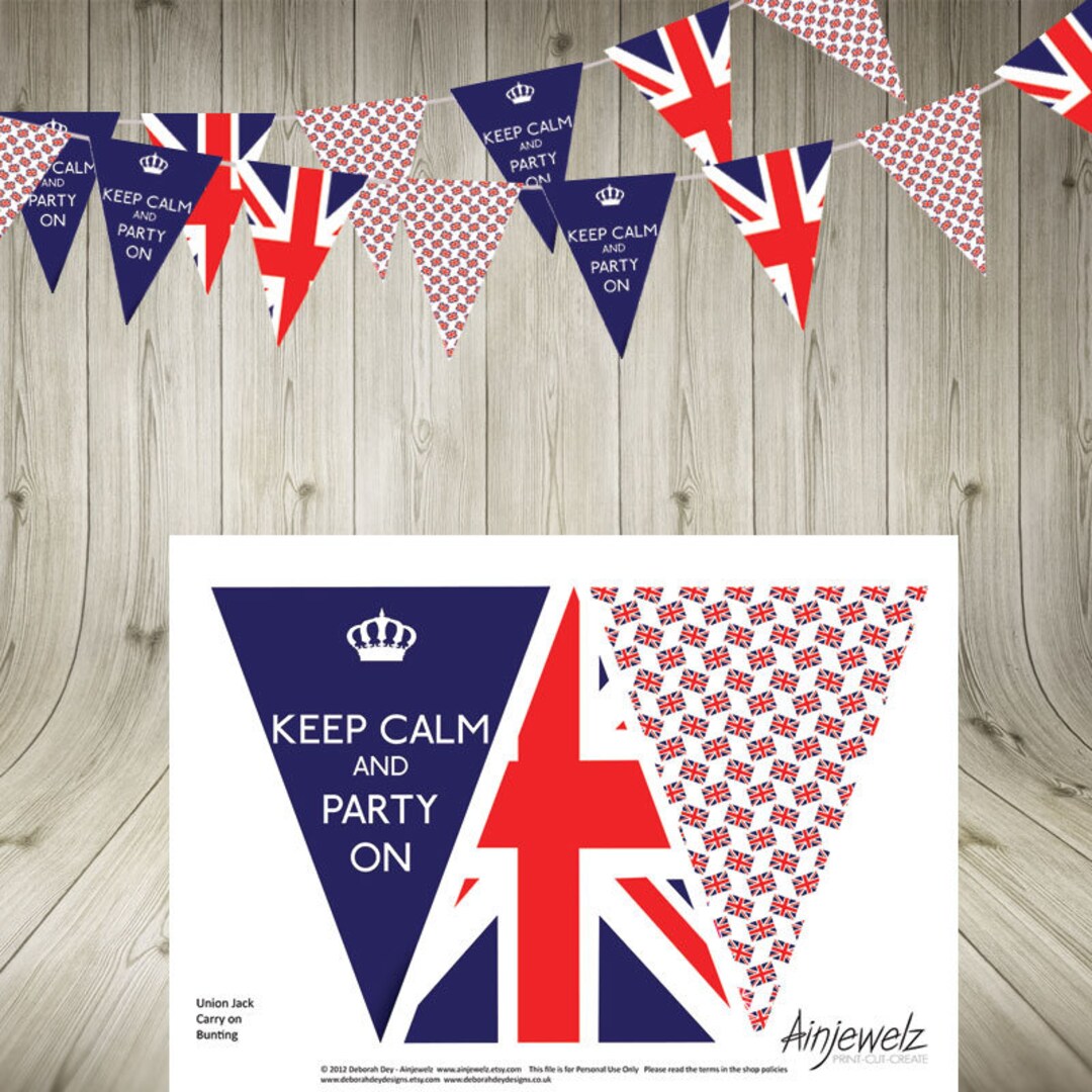 Union Jack Bunting: Keep Calm & Party On, British Party Flags (digital ...