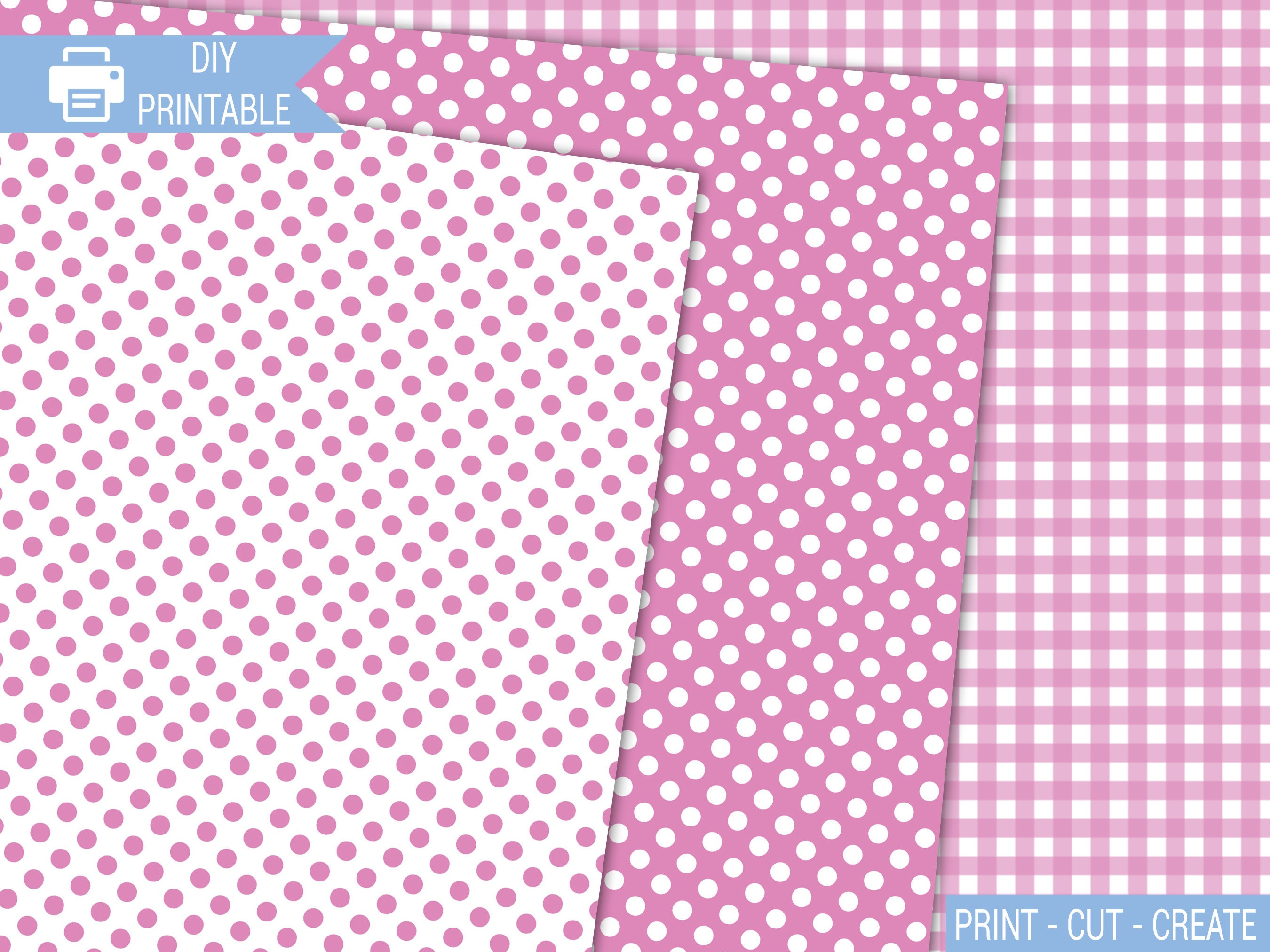 Pink & White Scrapbook Paper Printable Small Pattern Digital - Etsy