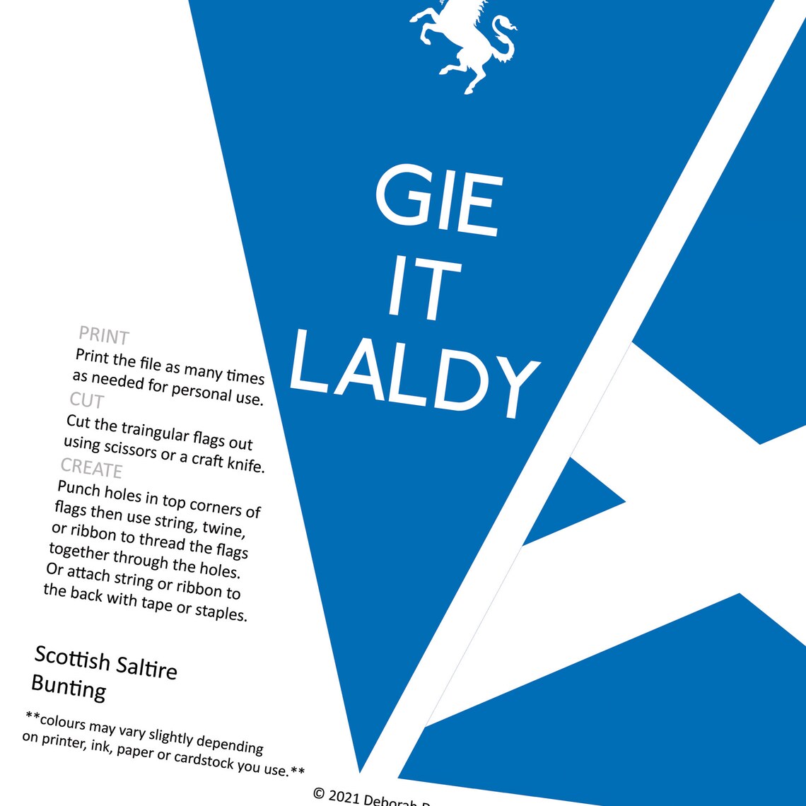Gie It Laldy Scottish Saltire Bunting Printable Decoration 3 - Etsy UK