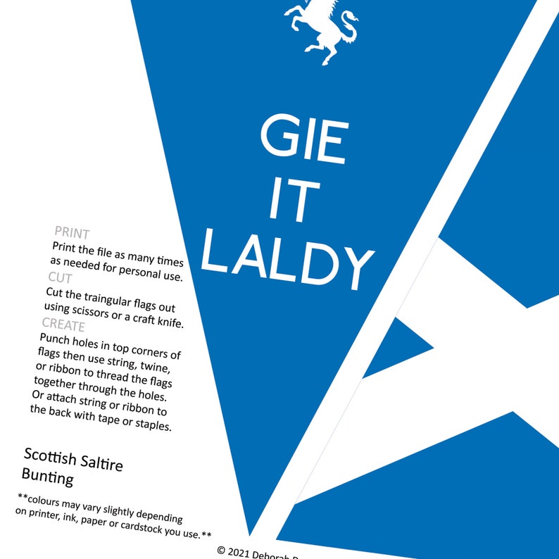 Gie It Laldy Scottish Saltire Bunting Printable Decoration, Scotland ...