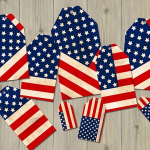 Vintage Stars & Stripes Flag USA Gift Tag Collage Embellishment Sheet ...