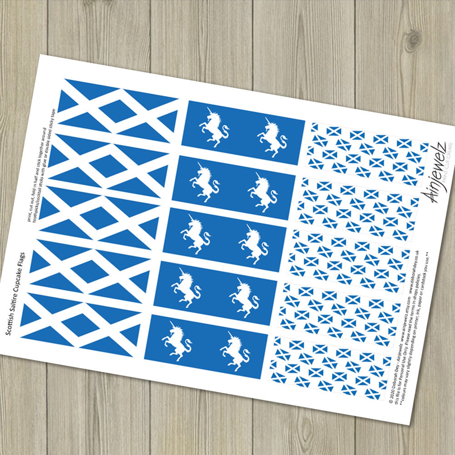 Scottish Saltire & Unicorn Cupcake Flags Printable Decoration - Etsy UK