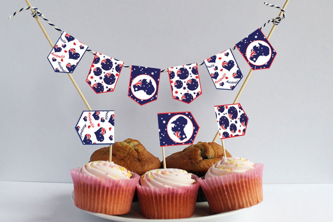 Australia Day Cupcake Flags: Mini Bunting Garland (digital Download) - Etsy