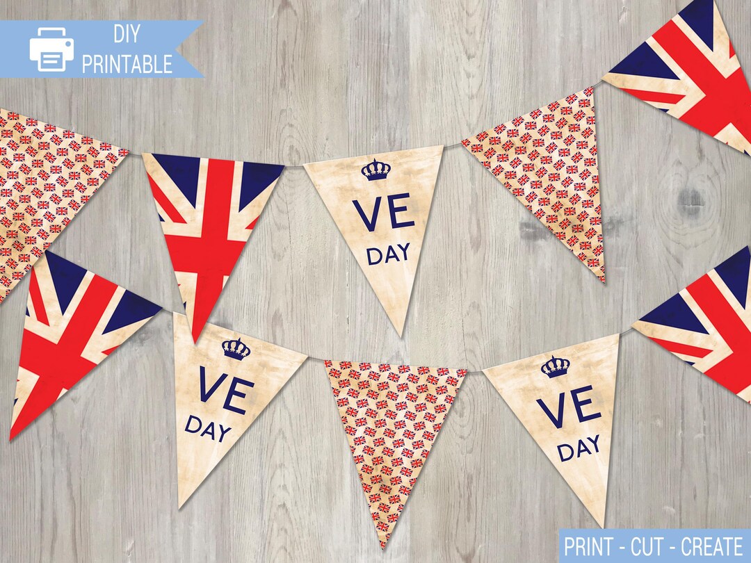 VE Day Union Jack Bunting Printable Vintage Garland Banner British Flag ...