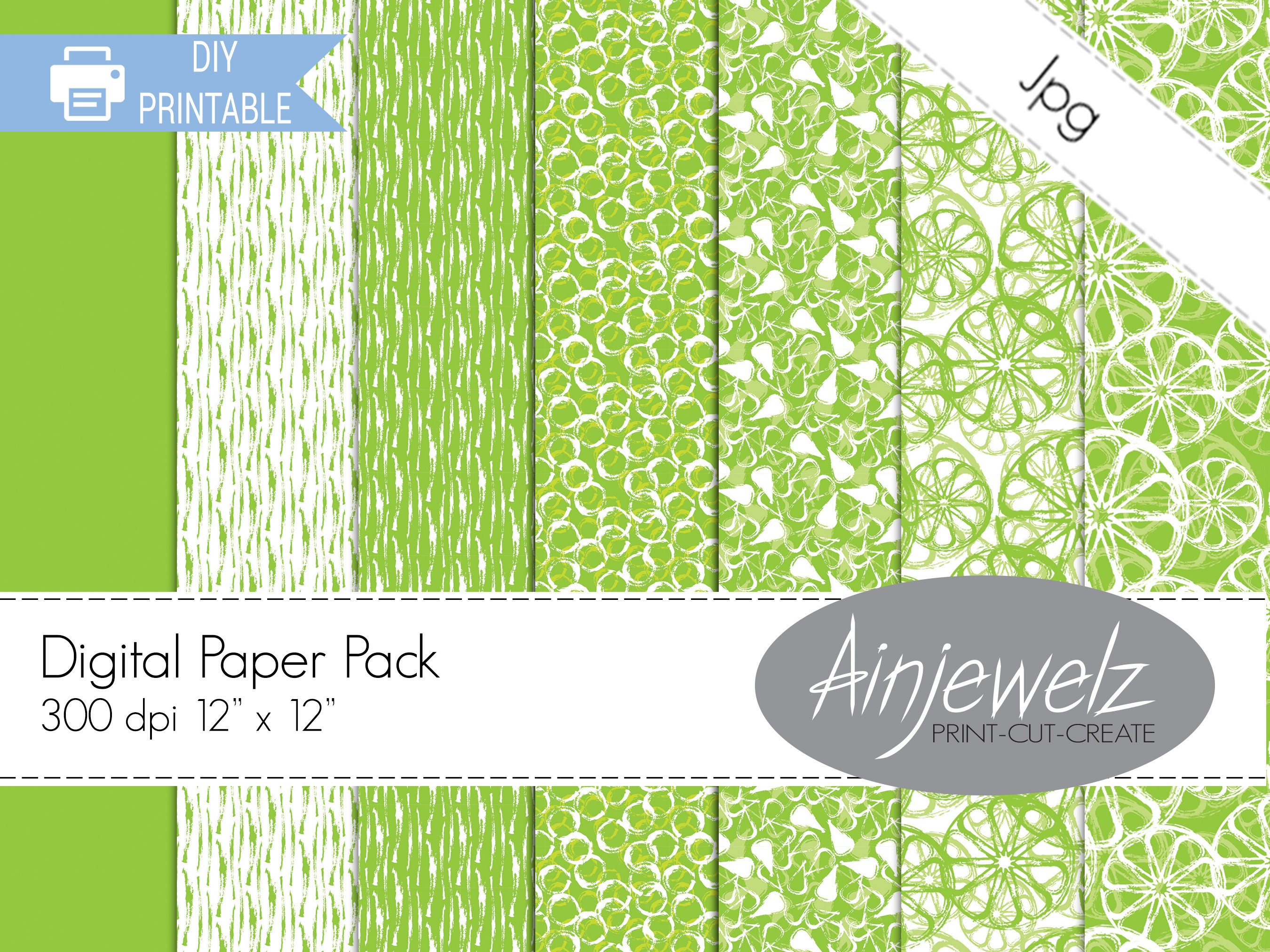 Lime Green Scrapbook Paper: Citrus Fruit Pattern (digital Download) - Etsy