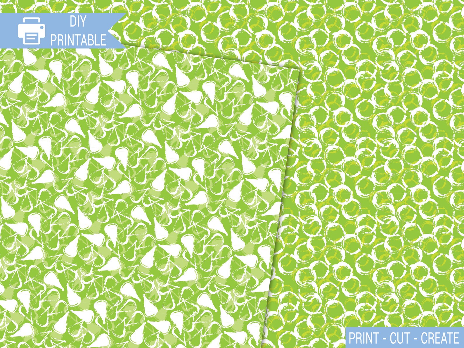 Lime Green Printable Scrapbook Paper Download Fruit Pattern - Etsy