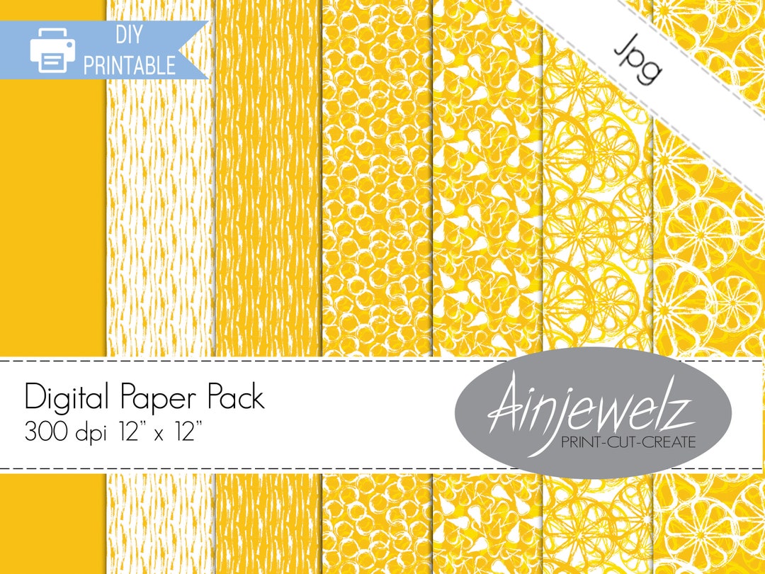 Lemon Digital Scrapbook Paper Printable, Yellow Fruit Pattern - Etsy