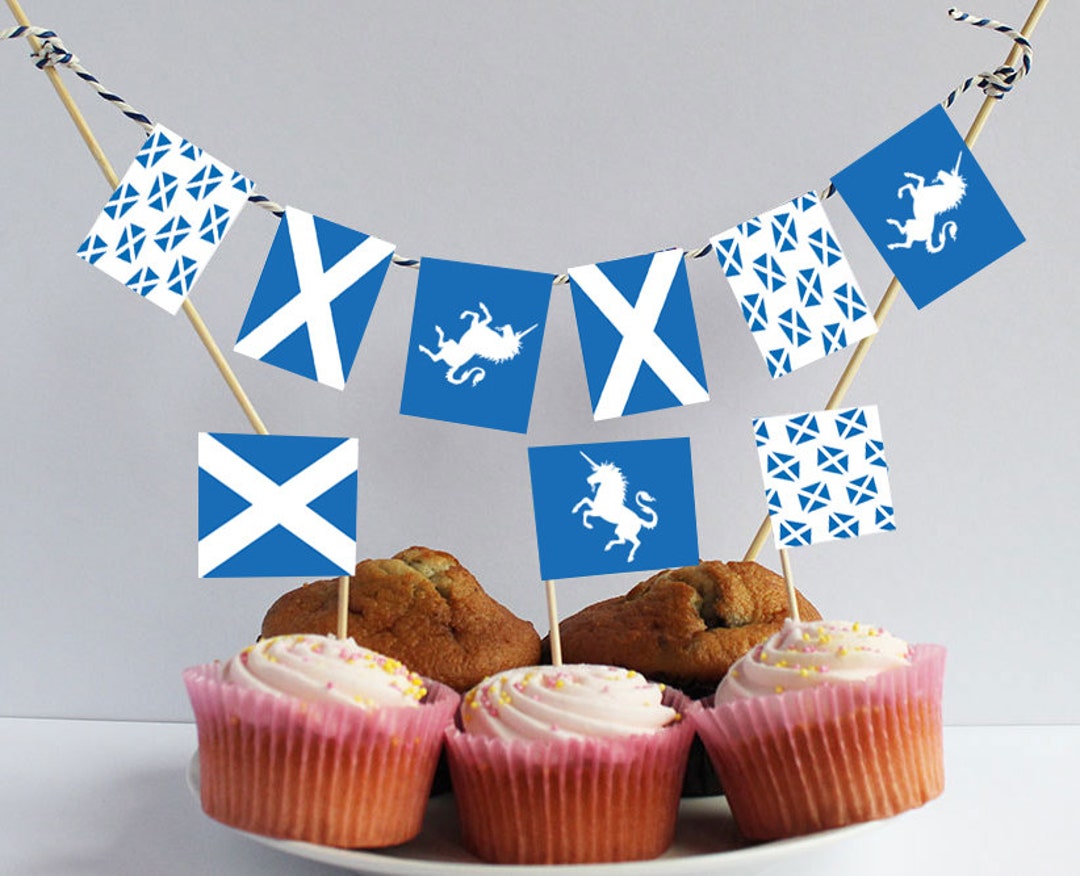 Scottish Saltire & Unicorn Cupcake Flags Printable Decoration - Etsy UK