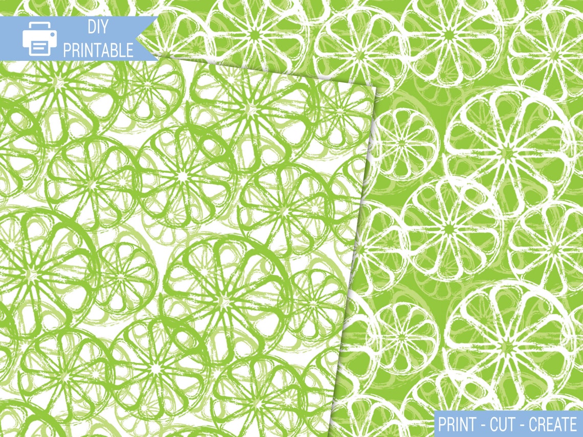 Lime Green Printable Scrapbook Paper Download Fruit Pattern - Etsy