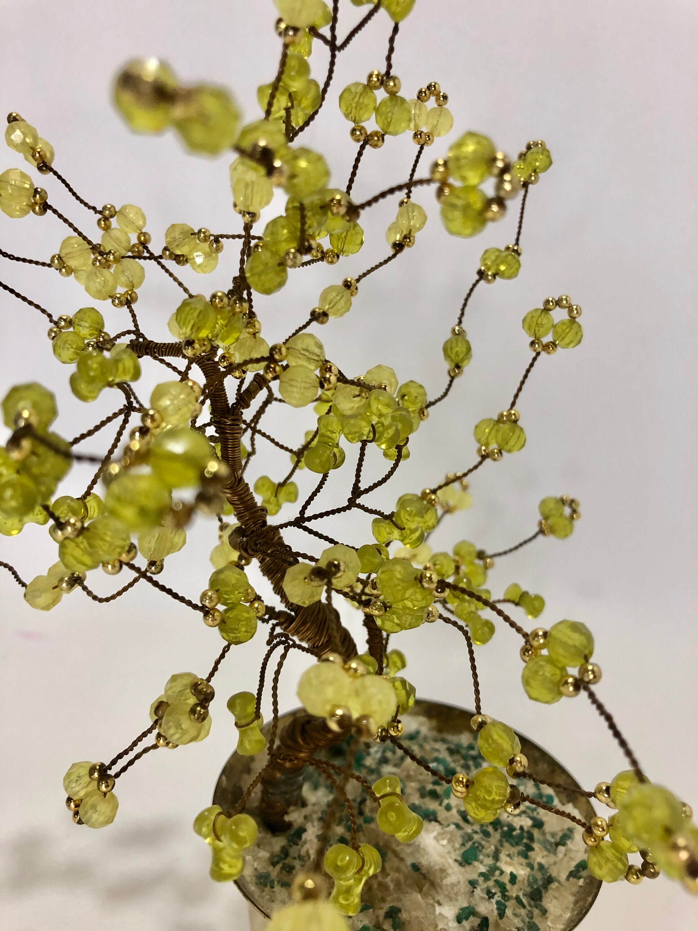 Vintage Small Wire Tree Sculpture Mixed Media Retro Metal Faceted Jewel ...