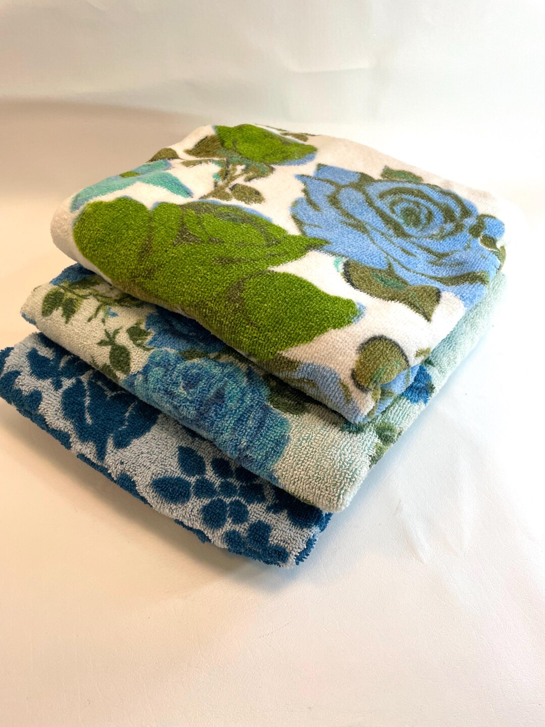 Vintage CRAFT Ready Upcycle Cutter RAGS Retrotowel Set Shades of Blue ...