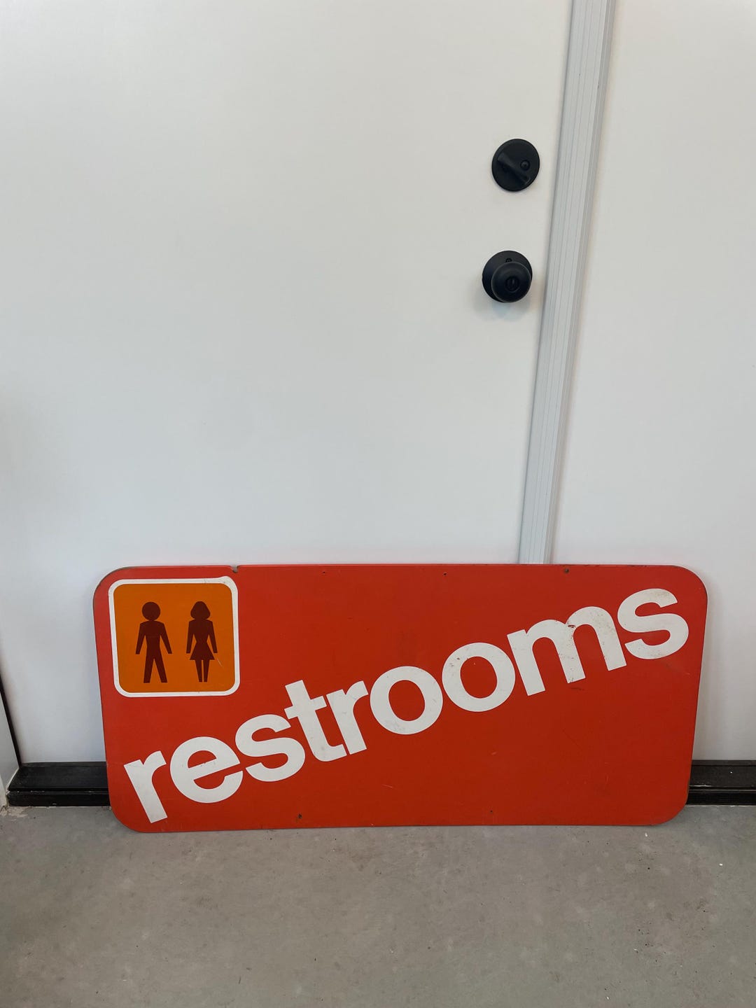 Vintage RESTROOMS 1970s Orange Bathroom WC Rad Typography Posted ...