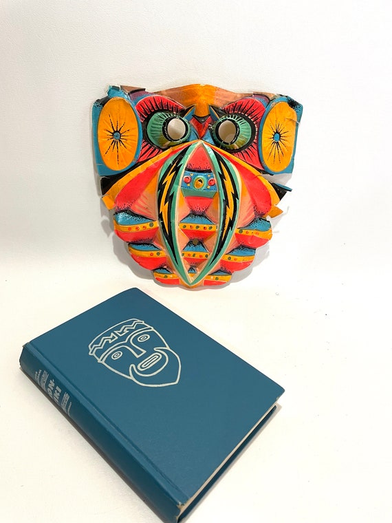 Vintage TIKI Glow in Dark NEON Halloween Mask Molded … - Gem