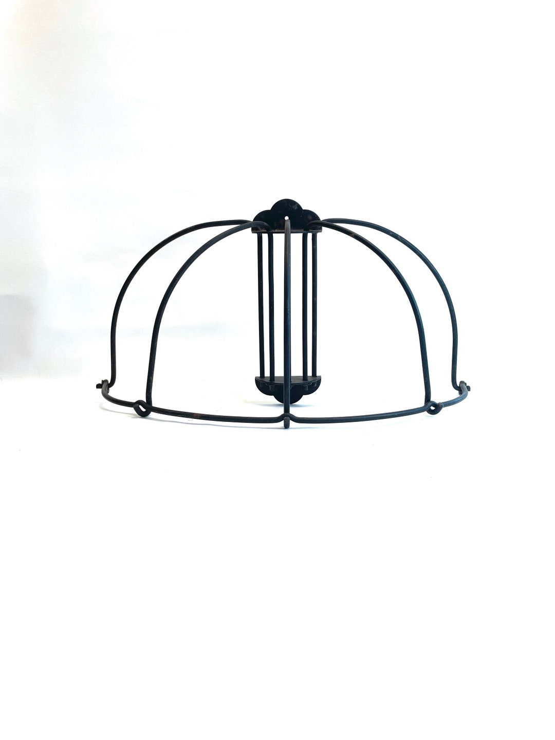 Vintage Pot Rack Black Wrought Iron W/ Collapsible Bar French Country ...