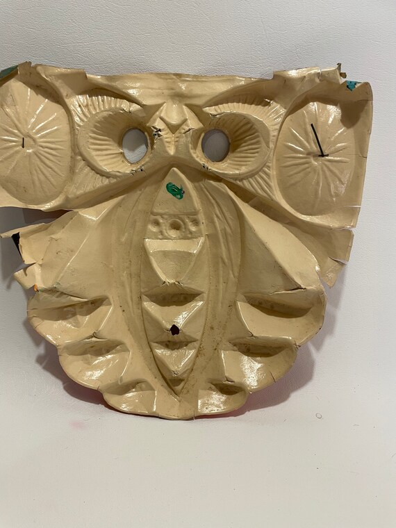 Vintage TIKI Glow in Dark NEON Halloween Mask Molded … - Gem