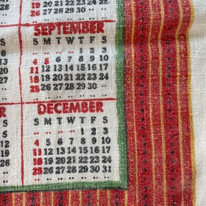 Vintage 1966 Retro Housewife Calendar Pure Linen Cotton Tea Kitchen ...