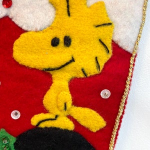 Vintage RARE SNOOPY & WOODSTOCK Completed Finished Handmade Felt Sequin ...