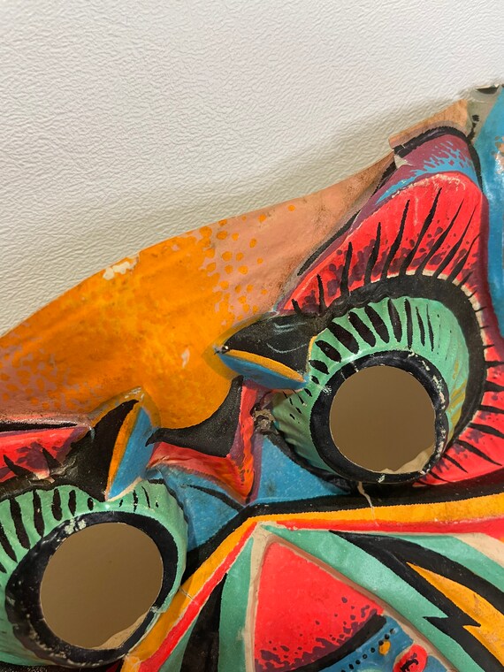 Vintage TIKI Glow in Dark NEON Halloween Mask Molded … - Gem