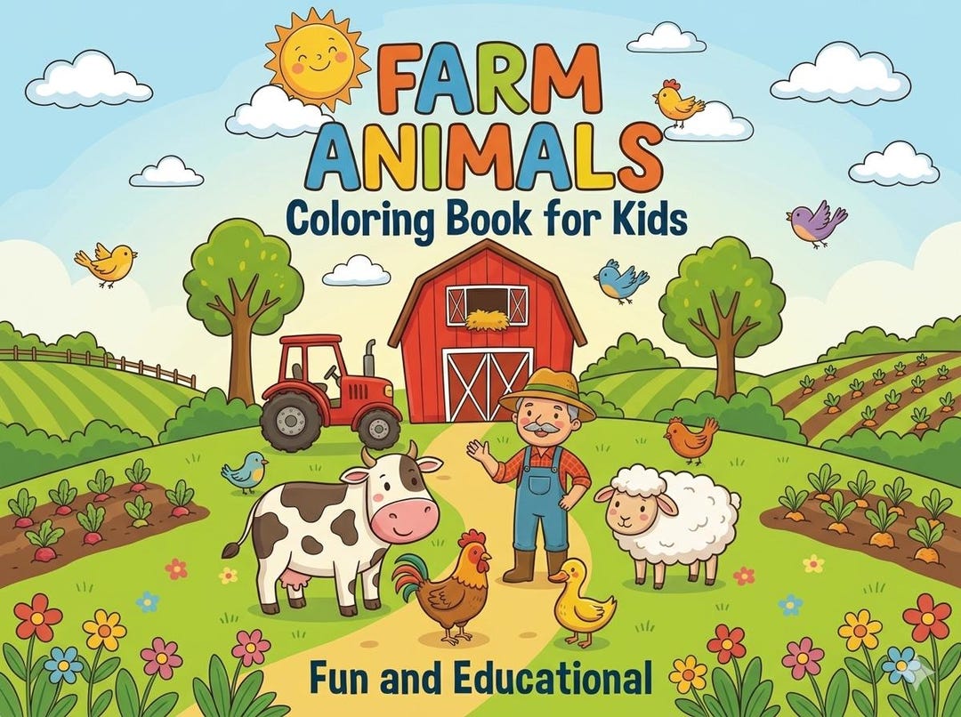 My First Farm Animals Coloring Book for Toddlers, Preschool Activity ...