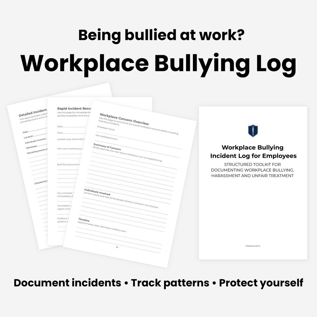 Workplace Bullying Evidence Log | Record Incidents & Build Your Case ...
