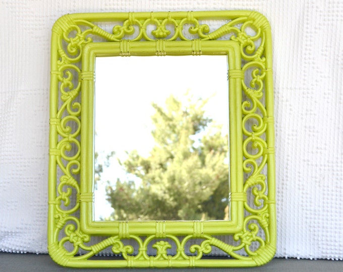 Lime Green Upcycled Vintage Mirror...great for Modern Decor - Etsy