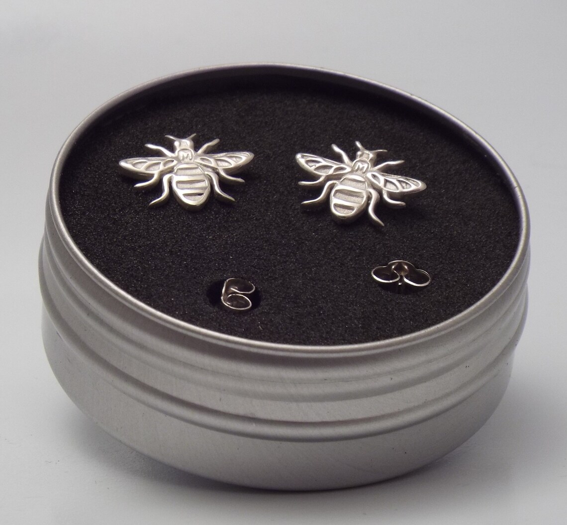 Mancbee Manchester Bee Stud Earrings, Sterling Silver - Made in ...