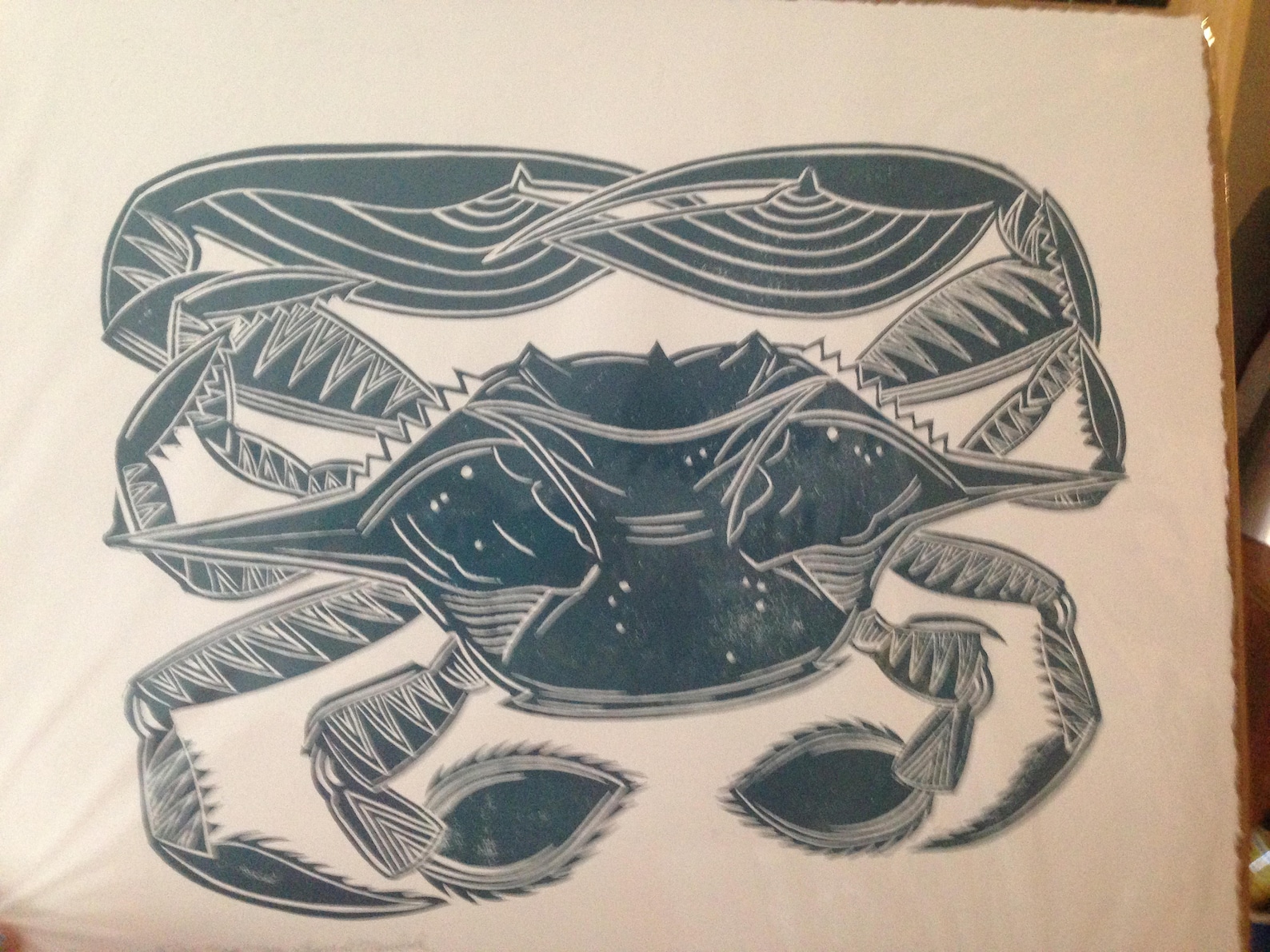 Linocut Crab Print - Etsy