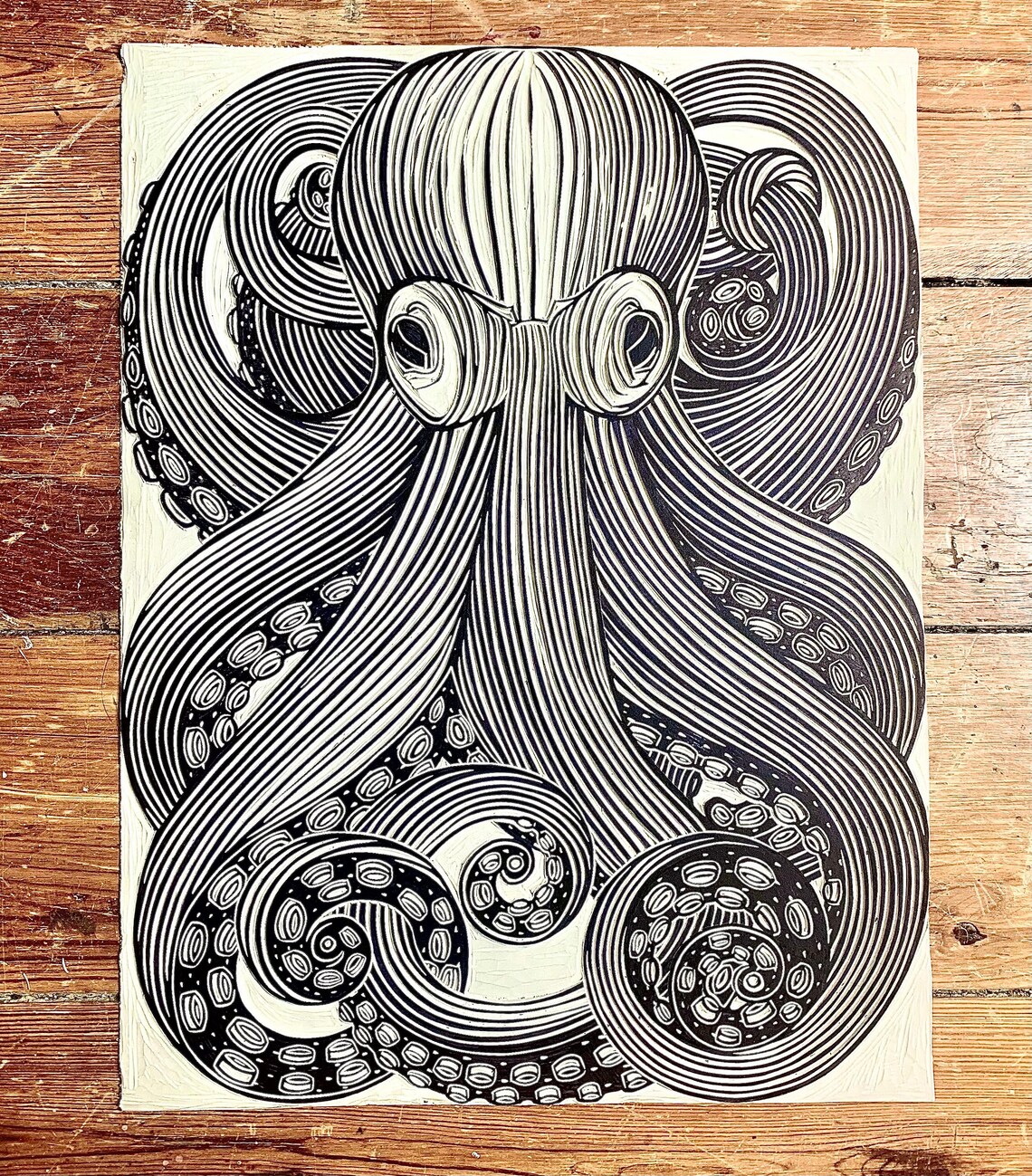 Pre-order. Octopus Linocut Print - Etsy