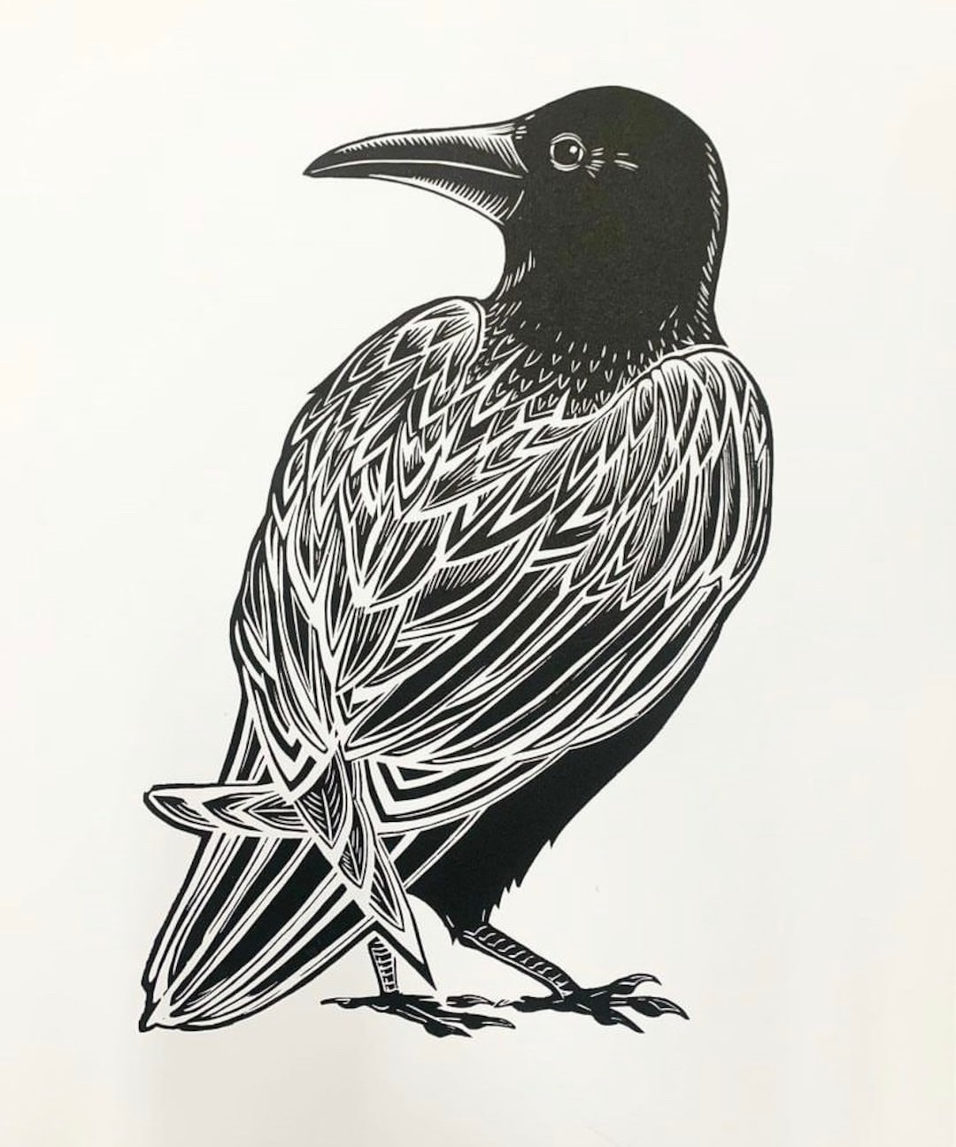 Crow Woodcut Print - Etsy