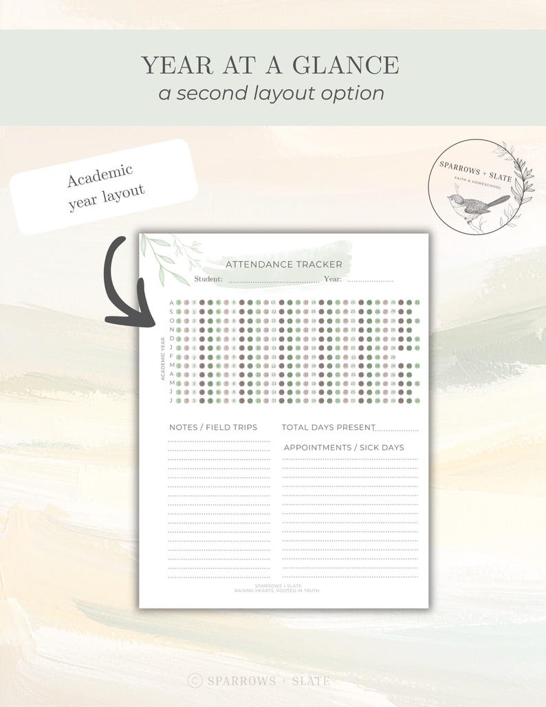 Homeschool Attendance Tracker Printable | Monthly Record Pages ...