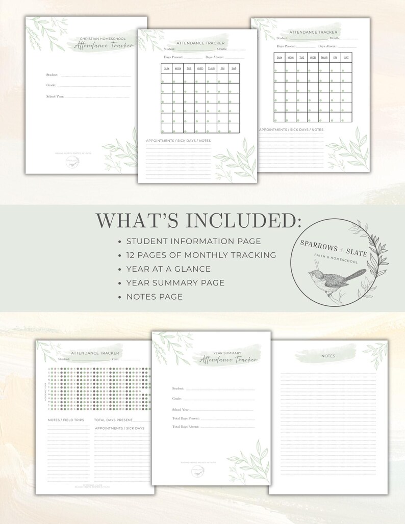 Homeschool Attendance Tracker Printable | Monthly Record Pages ...