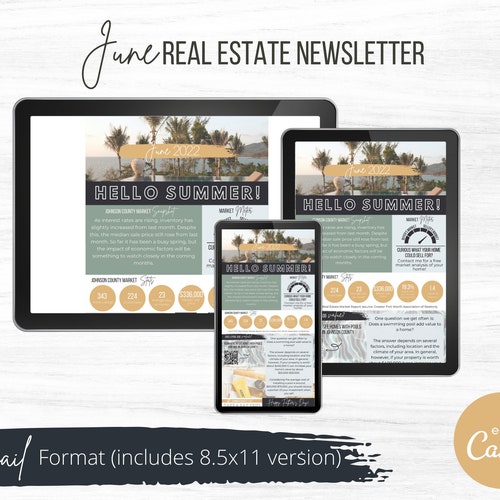 Real Estate Summer Newsletter Template Realtor Newsletter - Etsy