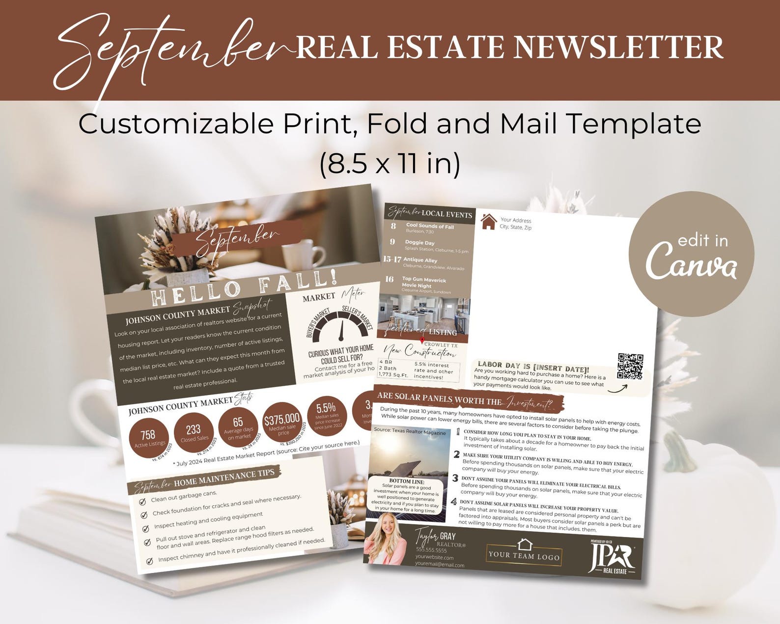 September Real Estate Newsletter Template, Market Update (canva) - Etsy