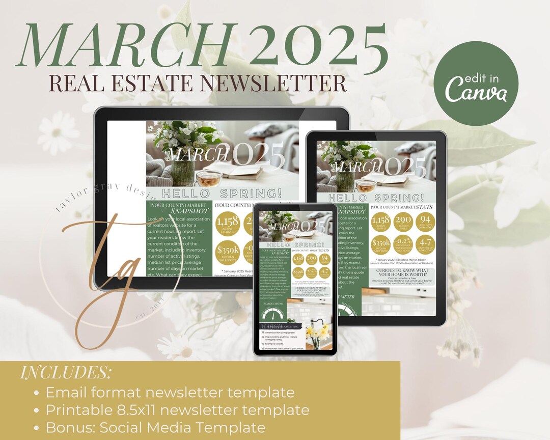 March 2025vreal Estate Newsletter Template | Realtor News | Canva ...