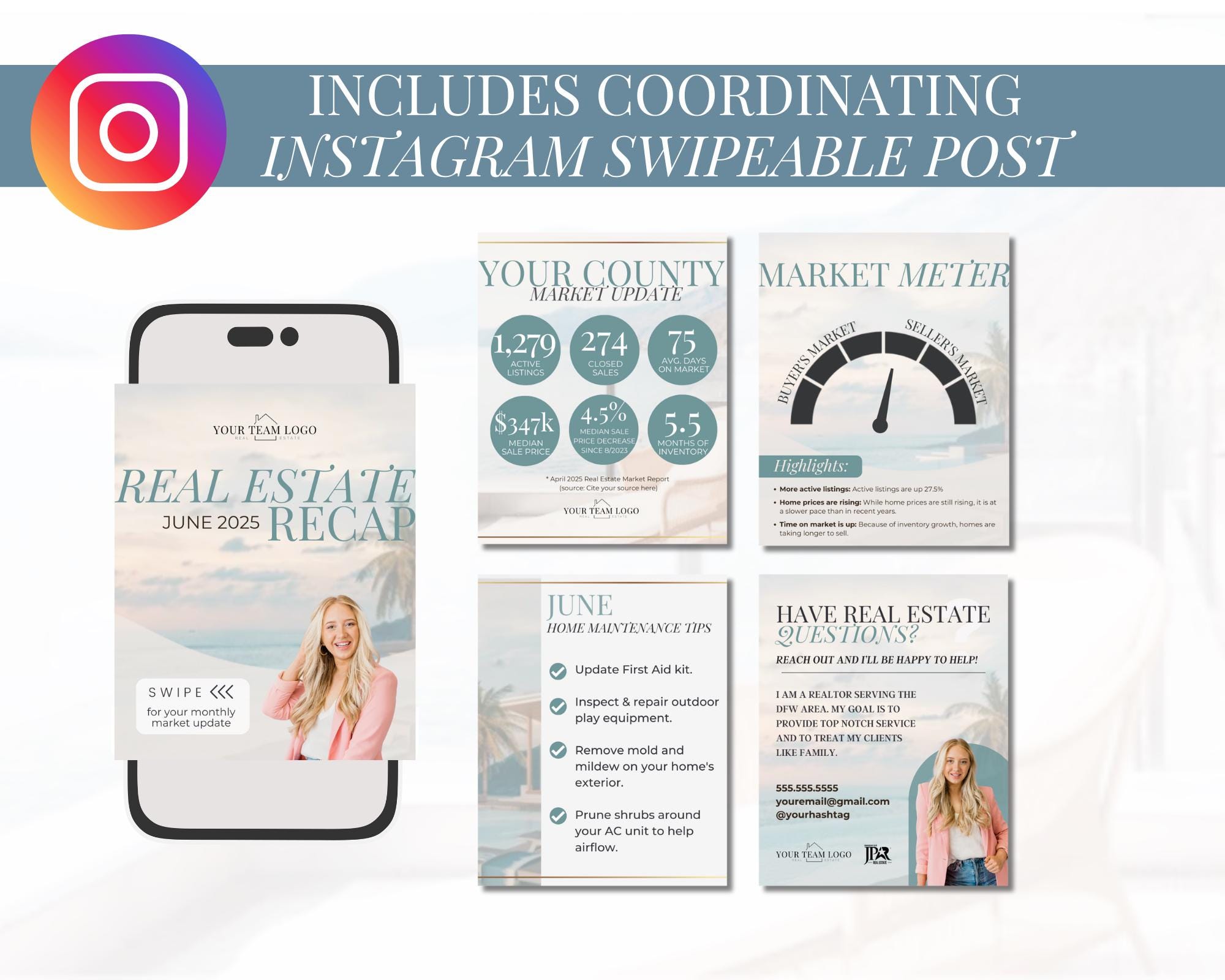 June 2025 Real Estate Newsletter Template: Realtor Marketing (canva) - Etsy