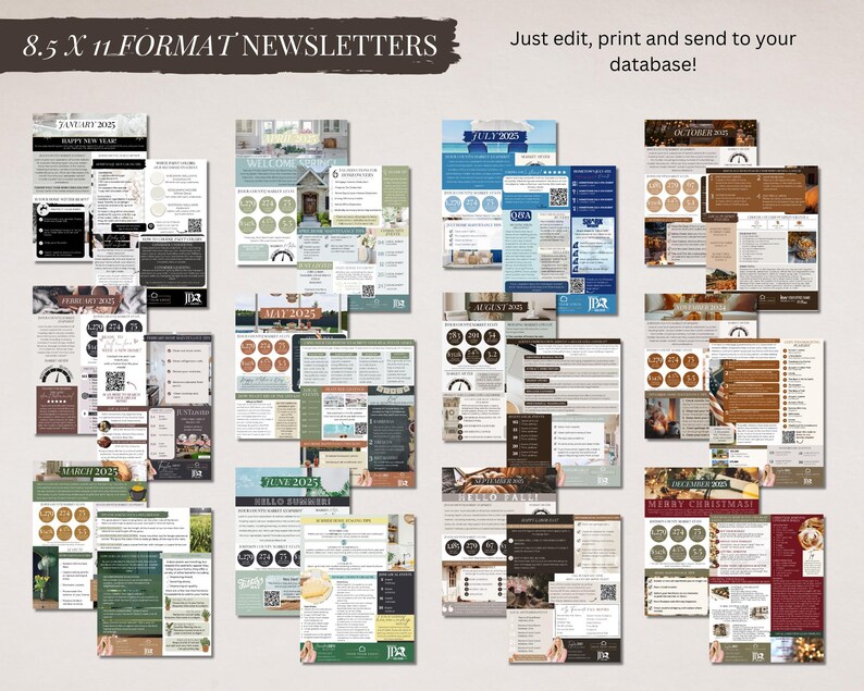 12 Month Real Estate Newsletter Bundle 2025 | January - December Email ...