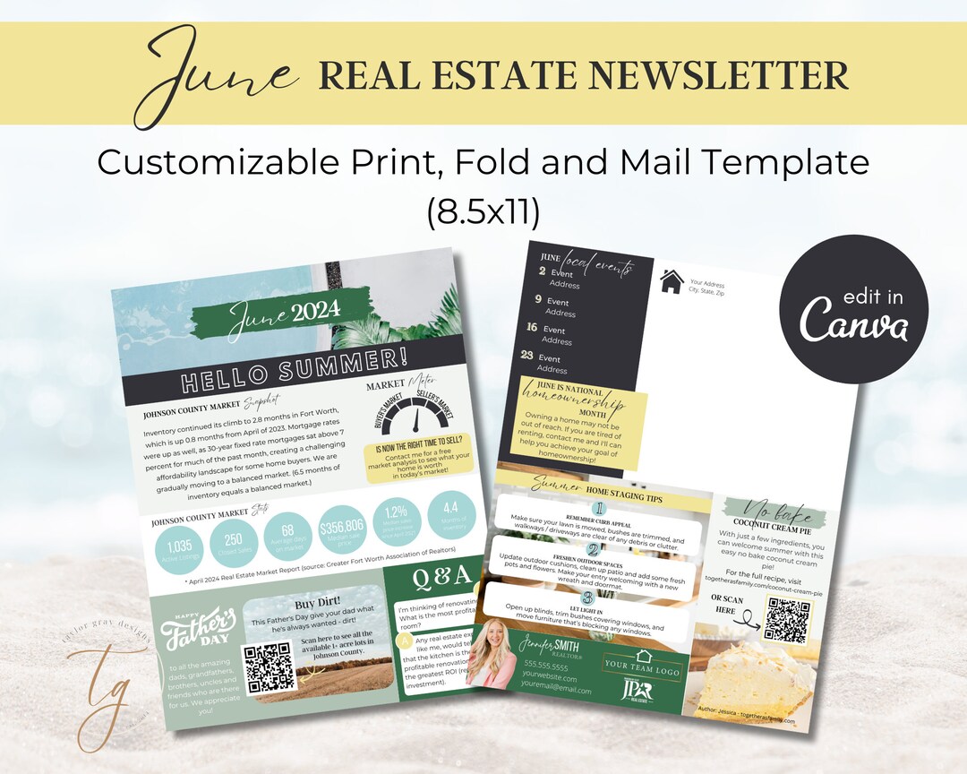 JUNE Real Estate Newsletter Template Print and Mail June Newsletter ...