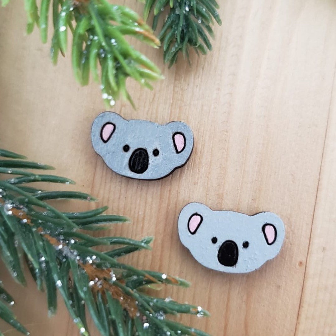 Cute Koala Face Studs, Kawaii Koala Earrings, Baby Animal Studs - Etsy